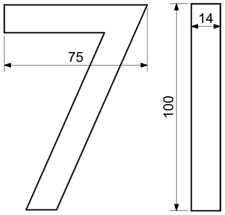 Domovní číslo "7", RN.100LV, strukturované, antracit