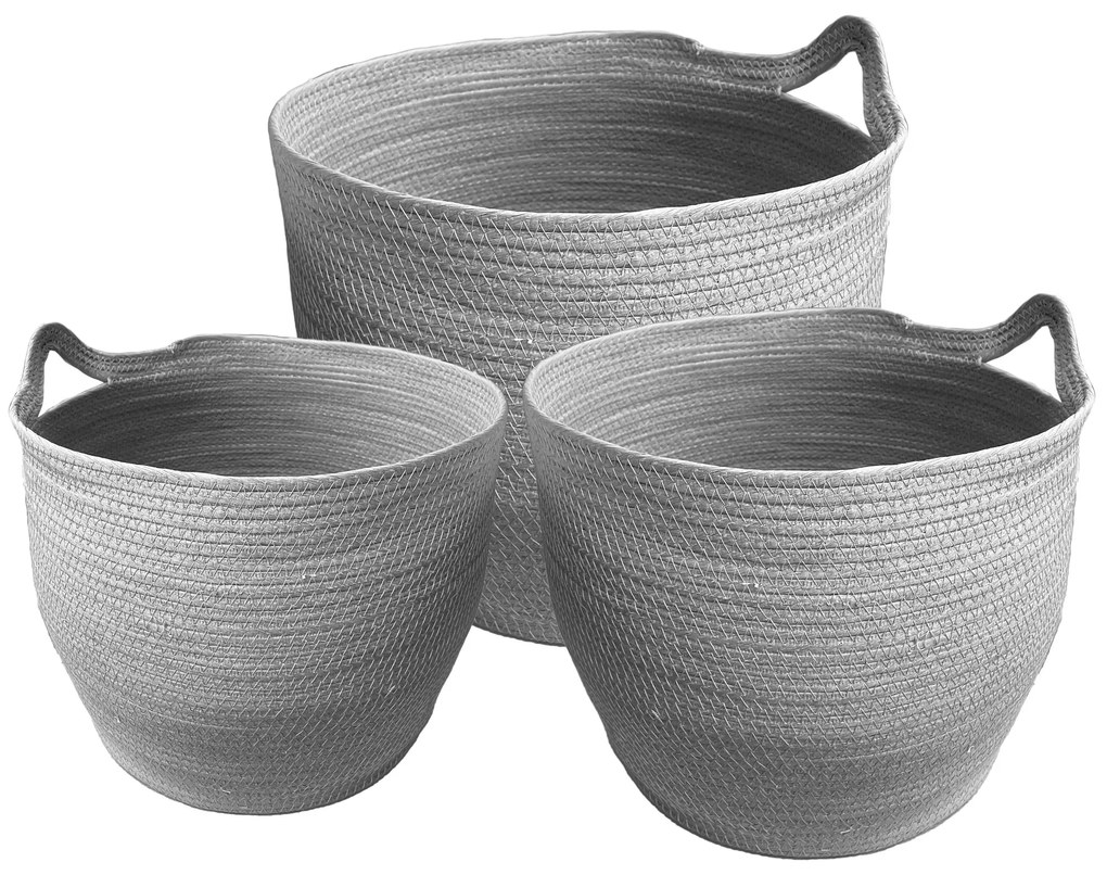 Tutumi, sada přírodních košíků 3ks BOHO YT21B-35, šedá, HOM-02808