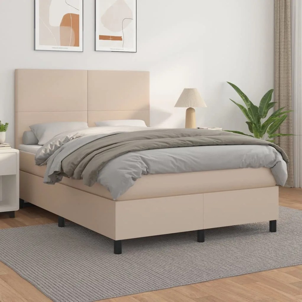 Box spring postel s matrací cappuccino 140x200 cm umělá kůže 3142730