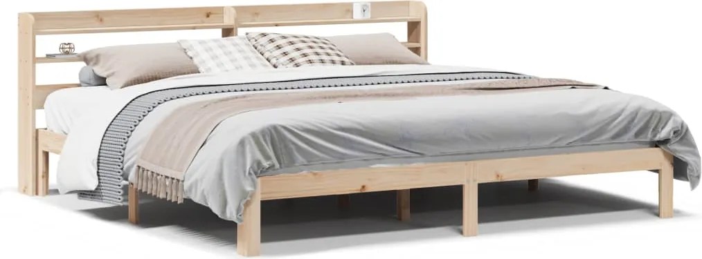 Rám postele s čelem 200 x 200 cm masivní borové dřevo 3306796