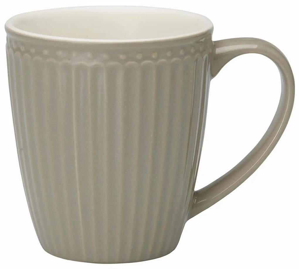 GREEN GATE Hrnek Alice Warm Grey 350ml, šedá barva, porcelán