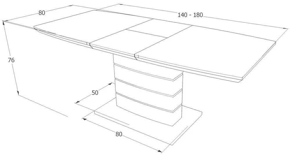 Casarredo Jídelní stůl rozkládací LEONARDO 140x80 beton/černá