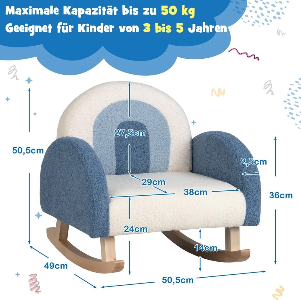 Costway Dětské houpací křeslo plyšové křeslo s houpacími nohami