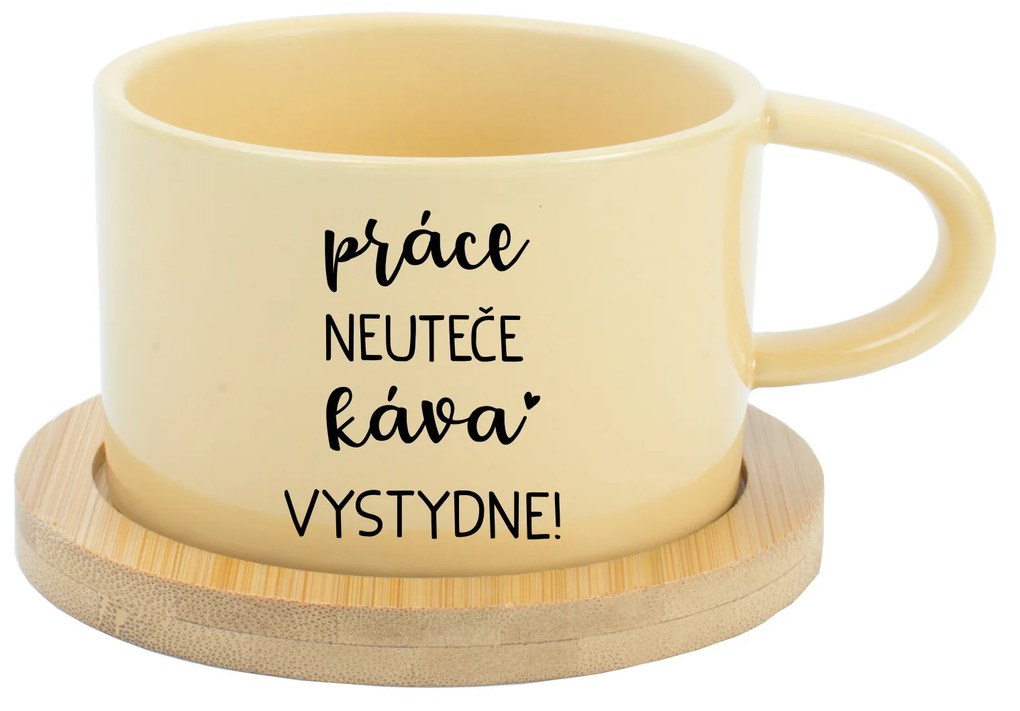 PRÁCE NEUTEČE, KÁVA VYSTYDNE! - žlutý hrníček makronka 200 ml