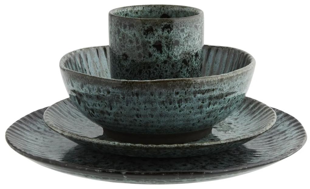 MADAM STOLTZ Kameninová miska Green/black, modrá barva, zelená barva, keramika