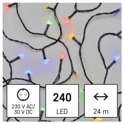 LED vánoční řetěz Steny s programy 24 m barevný