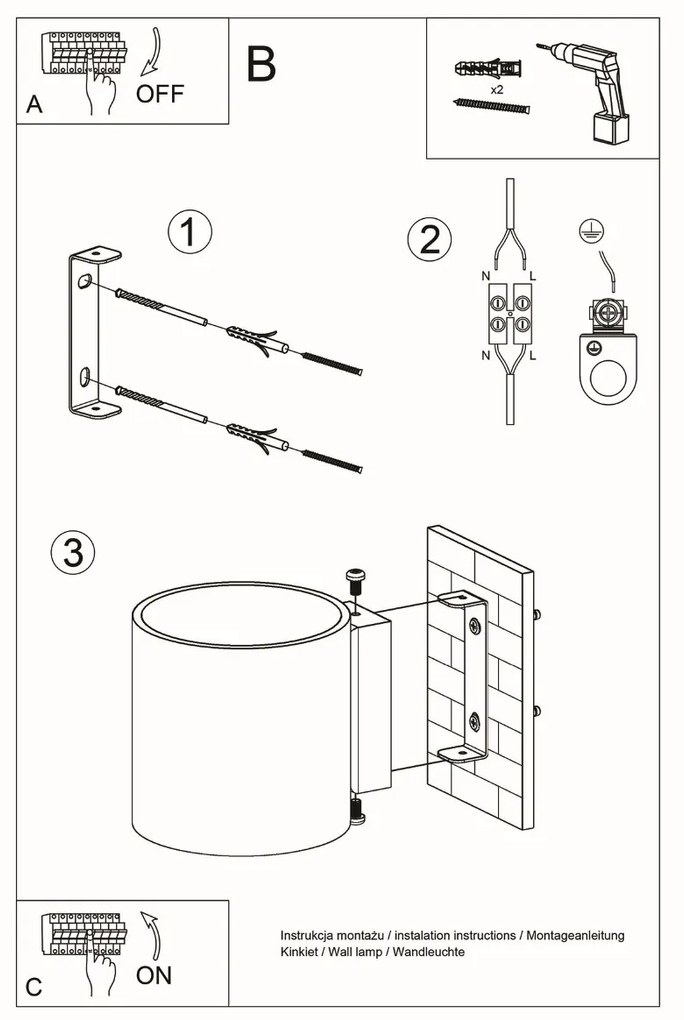Nástěnné svítidlo Orbis, 1x černé kovové stínítko