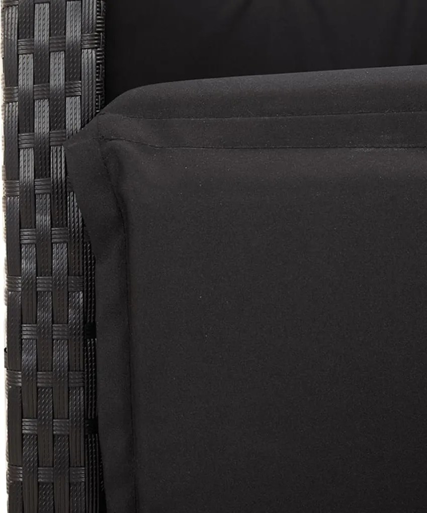 3dílný zahradní jídelní set s poduškami černý polyratan 3277387