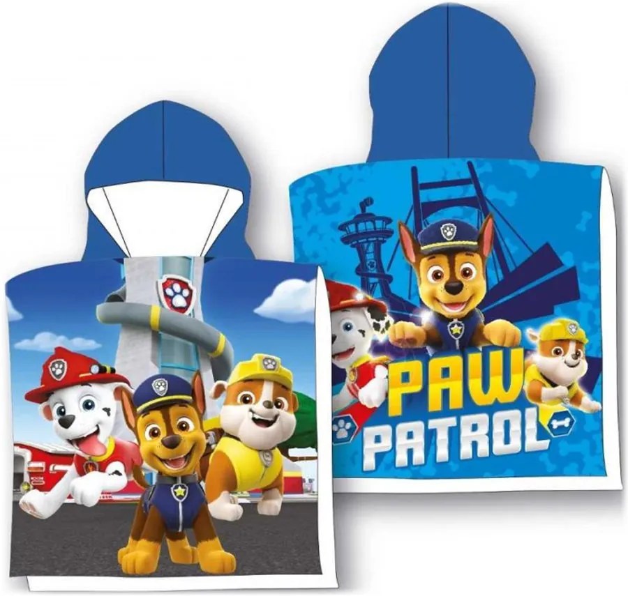 Chlapecké plážové pončo - osuška s kapucí Tlapková patrola - Paw Patrol - 100% bavlna - 55 x 110 cm
