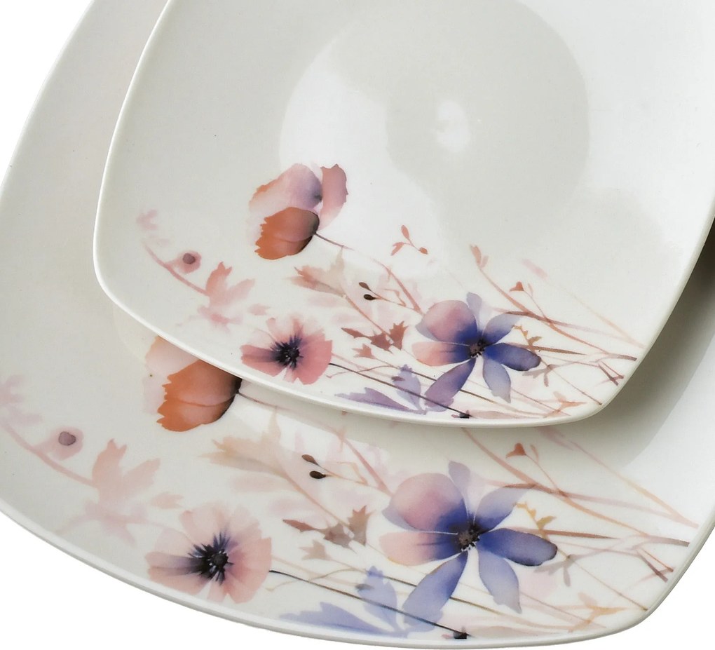 Porcelánová jídelní sada LEA Delicate 18 ks bílá/růžová