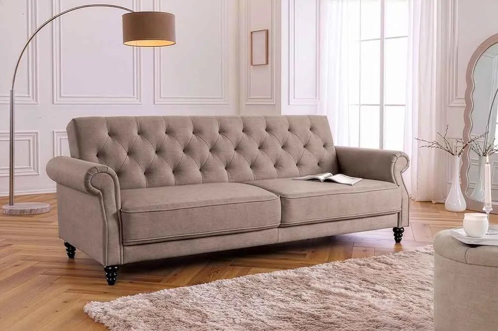 Designová rozkládací pohovka Scarlet 220 cm šedo-hnědý samet