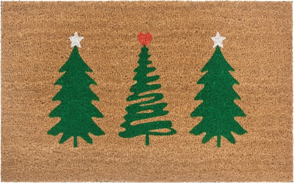 Hanse Home, Rohožka 3 stromy vánoční 105671 - na ven i na doma, 45x75, zelená, chodba / předsíň
