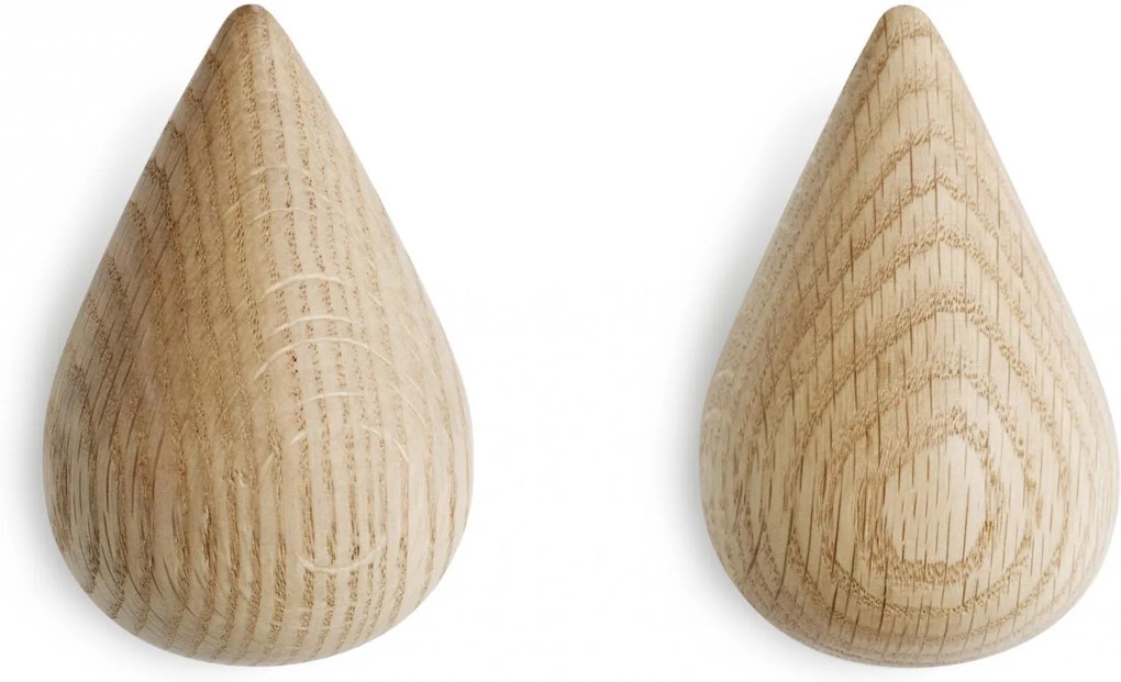 normann COPENHAGEN Dřevěné háčky Large Drop - set 2 ks, hnědá barva, dřevo