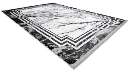 Moderní koberec TULS strukturální, střapce 51210 Mramor antracit velikost 180x270 cm | krásné koberce cz