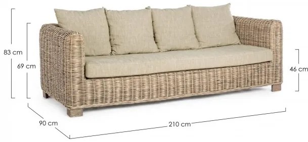 BIZZOTTO Ratanová pohovka FORTALEZA 210cm 0671632