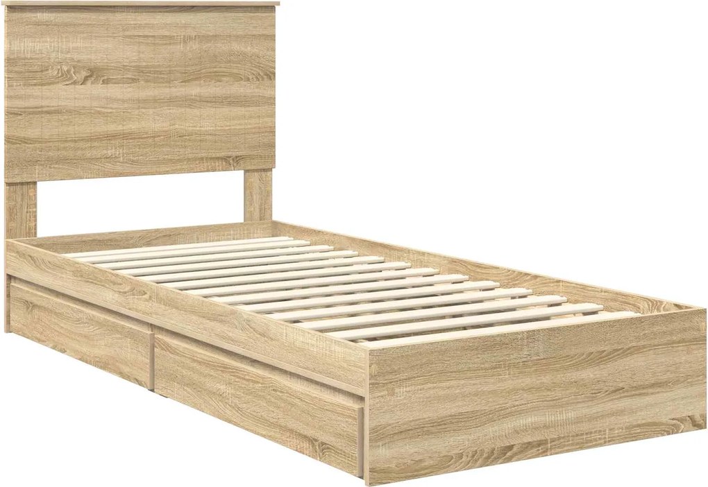 Postel s úložným prostorem se zásuvkou Sonoma dub 90 x 190 cm 3411252