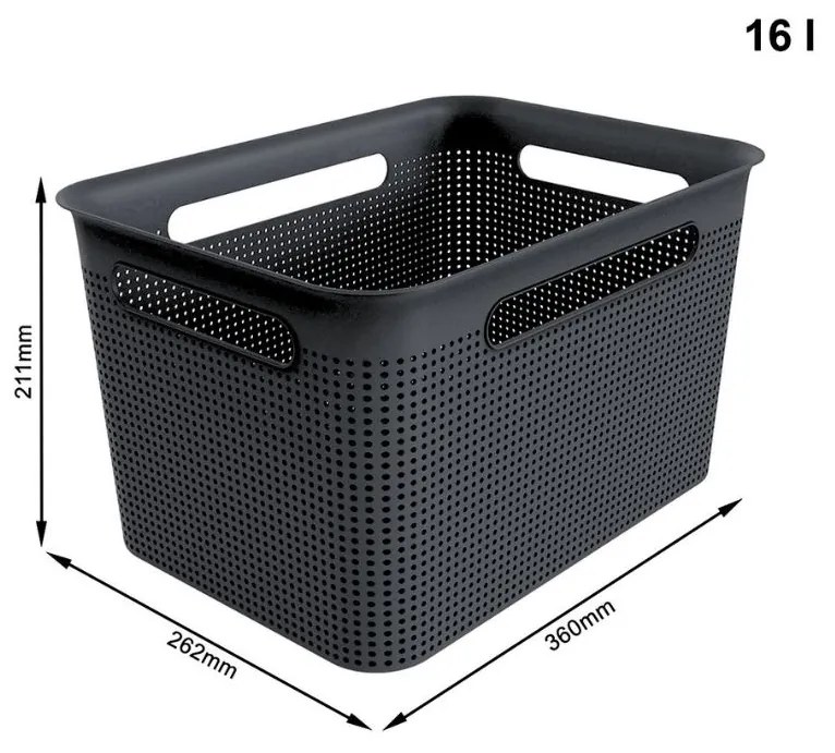 Rotho Úložný box s madly BRISEN 16l, 36x26,2x21cm, černý