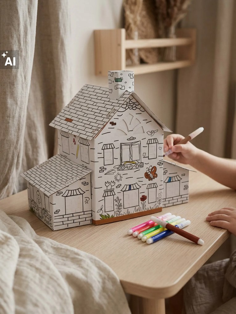Sinsay - DIY sada na sestavení a vybarvení domečku - vícebarevná