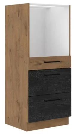 Kuchyňská skříňka pod troubu se zásuvkami Woodline 60 DPS-145 3S BB, Barva: Dub lancelot / matera