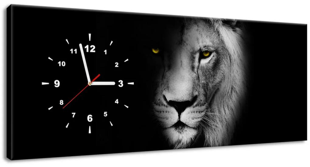 Gario Obraz s hodinami Lev ve stínu Velikost: 60 x 40 cm