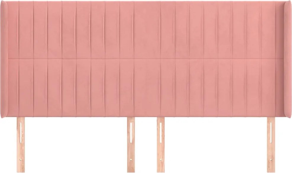Čelo postele typu ušák růžové 183x16x118/128 cm samet 3119883
