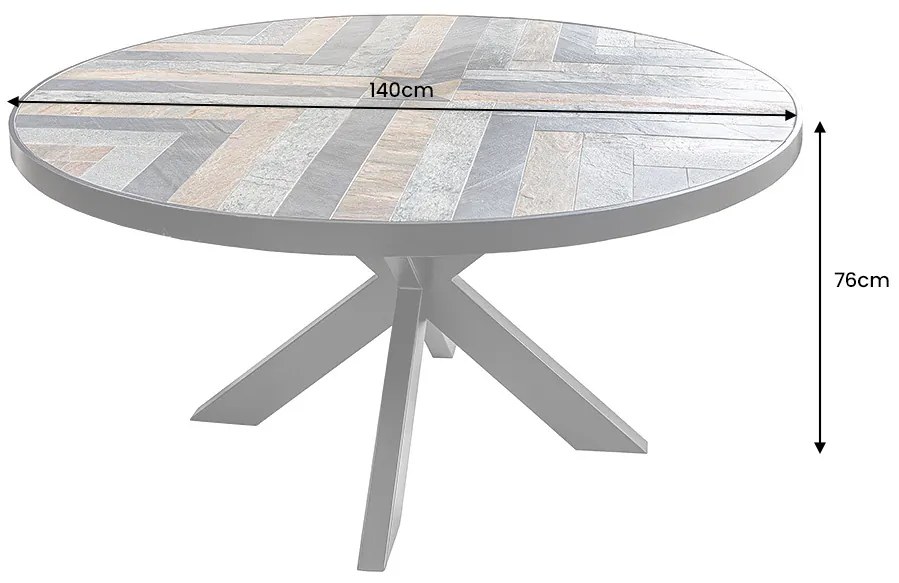 Kulatý jídelní stůl Quillon 140 cm přírodní kámen