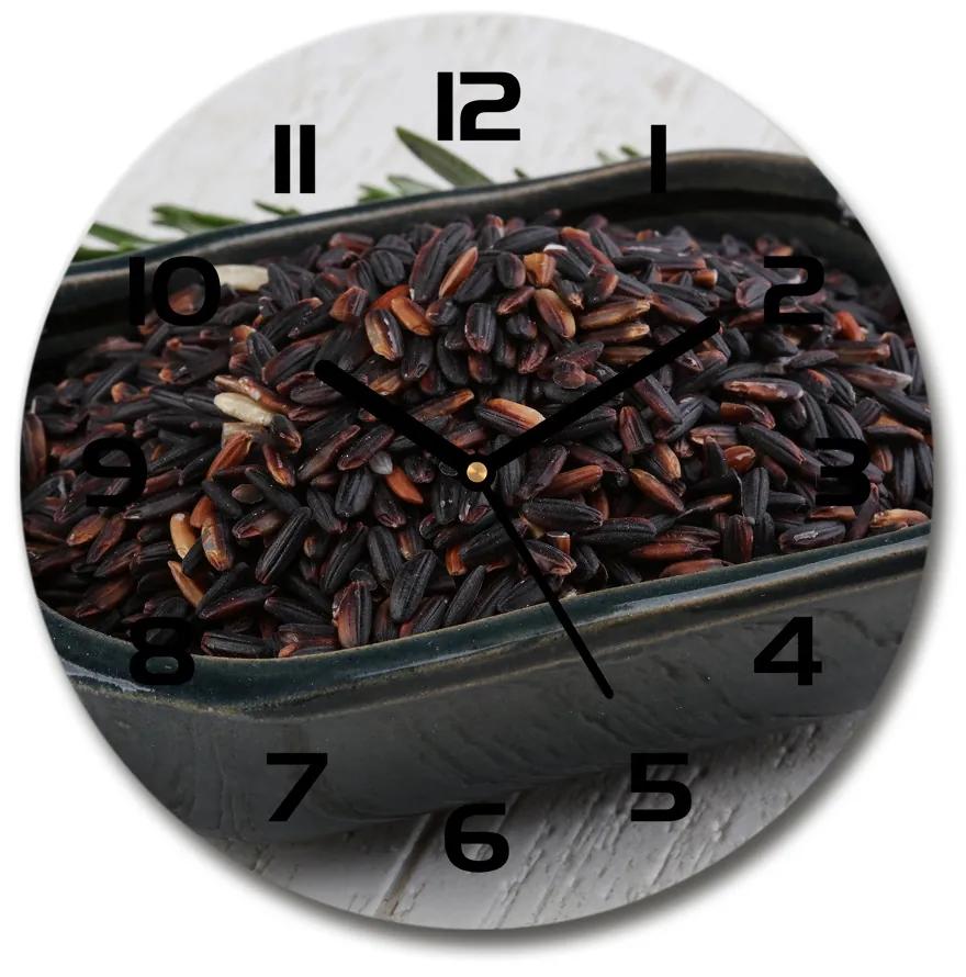 Wallmuralia Skleněné hodiny kulaté Divoká rýže v misce fi 30 cm