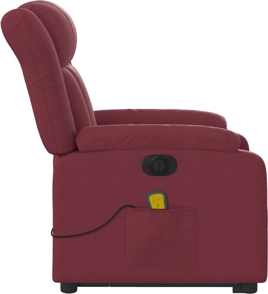 Elektrické zvedací masážní polohovací křeslo vínové textil 3205355
