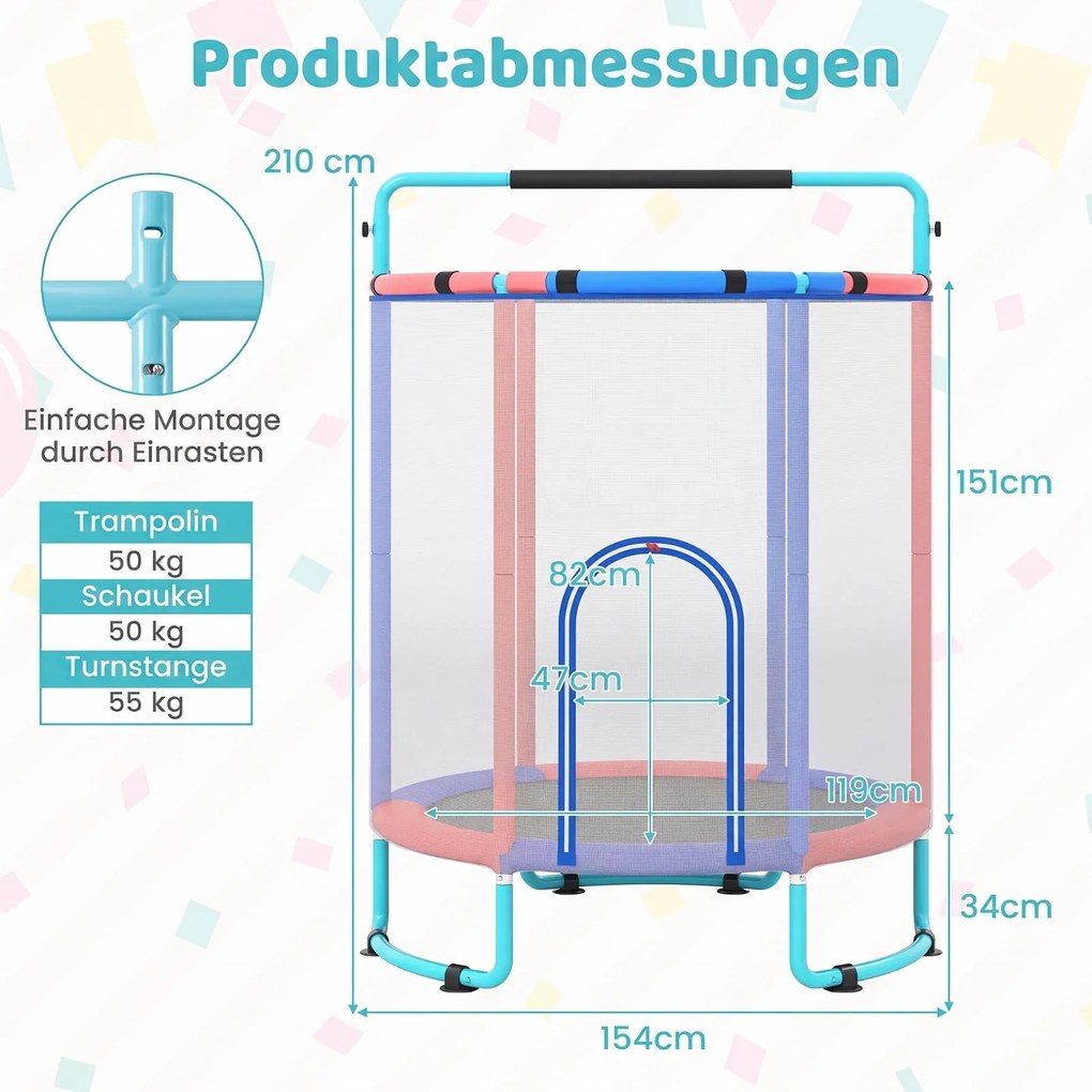 Costway Trampolína pro děti 154 cm 6 v 1 Dětská trampolína s – modrý