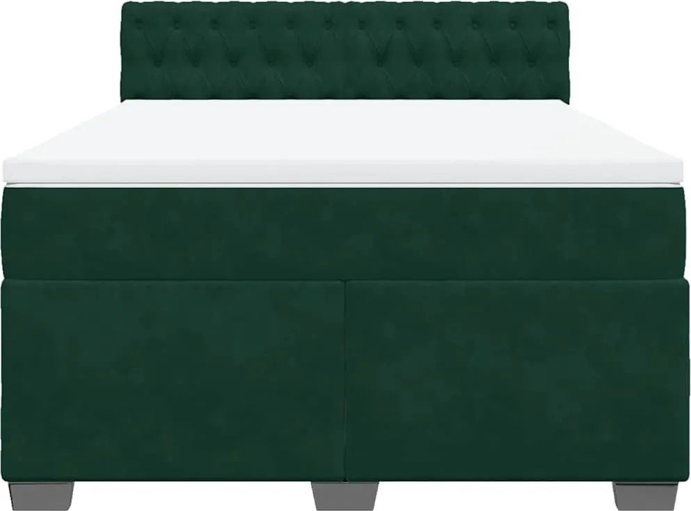 Box spring postel s matrací tmavě zelená 160x200 cm samet 3286363