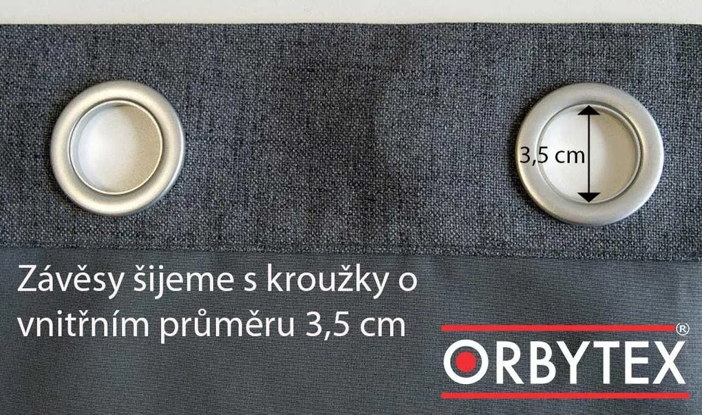 Zatemňovací závěs hotový - duha oranžová 08 Rozměry: Š/V 145x150 (1ks), Vršek závěsu: KROUŽKY