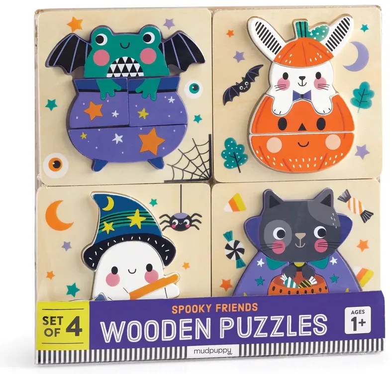 Mudpuppy Dřevěné puzzle sada 4 puzzle Halloween