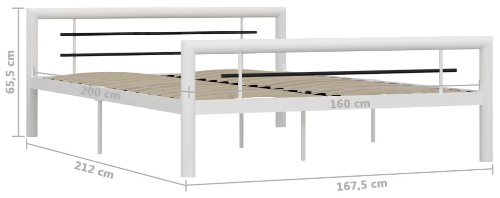 vidaXL Marketos Rám postele bíločerný kov 160 x 200 cm