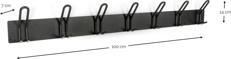 Černý ocelový nástěnný věšák 100 cm Miles – Spinder Design