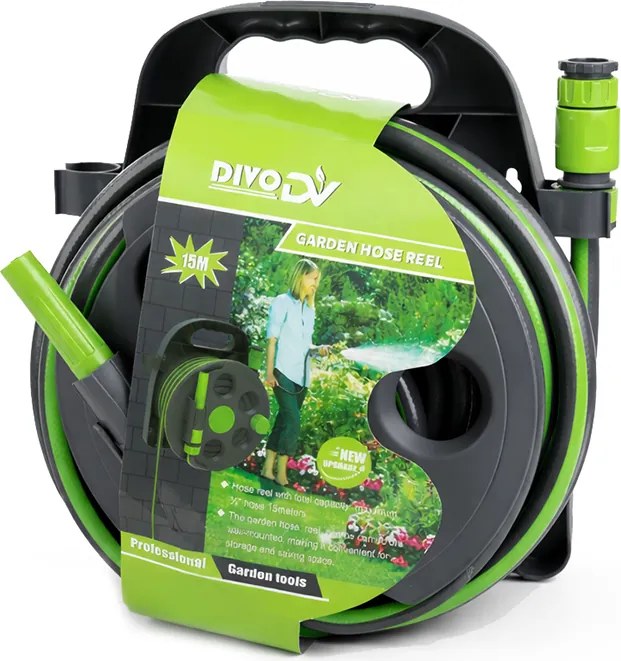 Zahradní hadice s navijákem na zeď, gumová, 1/2", 20 metrů, třívrstvá, DIVODV
