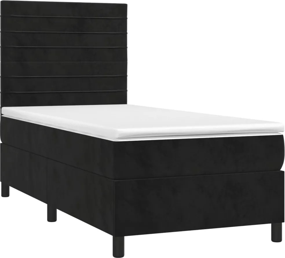 Box spring postel s matrací a LED černá 80 x 200 cm samet 3136151