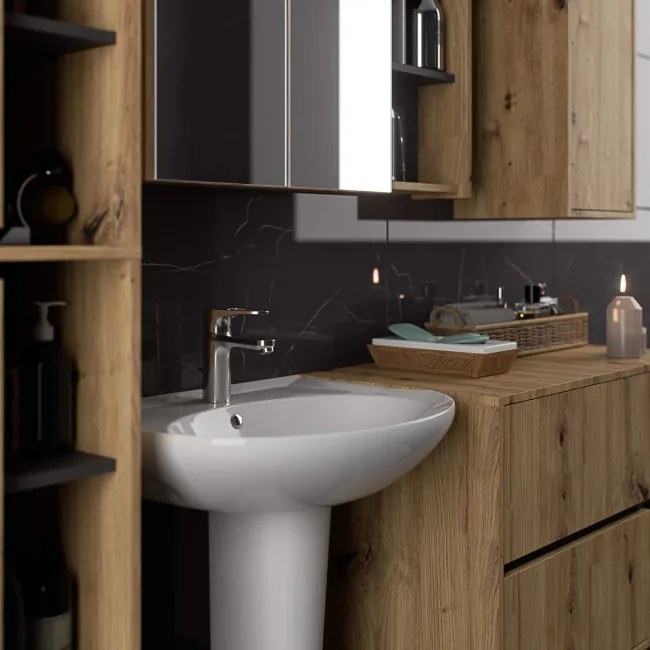 Zrkadlová skříňka VAMI W90 2D 3P LO artisan dub / grafitová