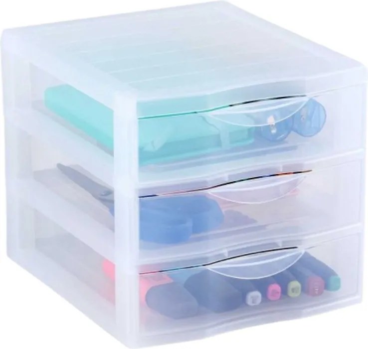 SUNDIS Úložný box se 3 zásuvkami, transparentní, ORGAMIX A6