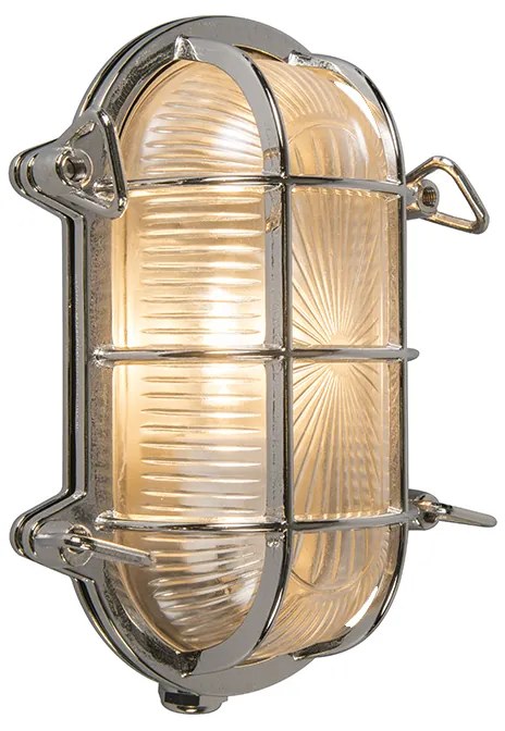 Retro nástěnná lampa chrom 23 cm IP44 - Nautica 1 ovál