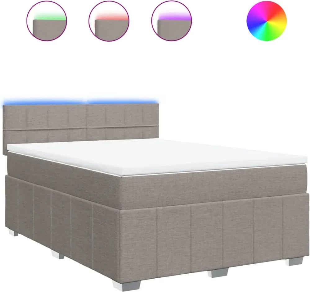 Box spring postel s matrací taupe 140x190 cm textil 3289367