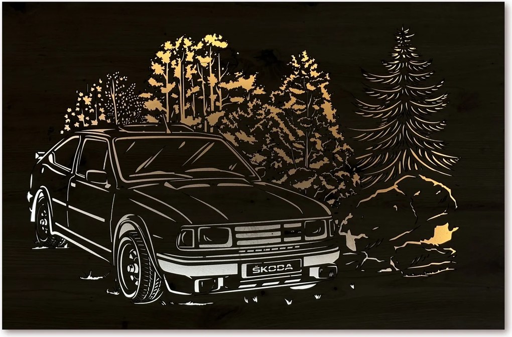 Li-Go "Škoda 130" světelný obraz 230V 80x53 cm provedení povrchu: dub světlý