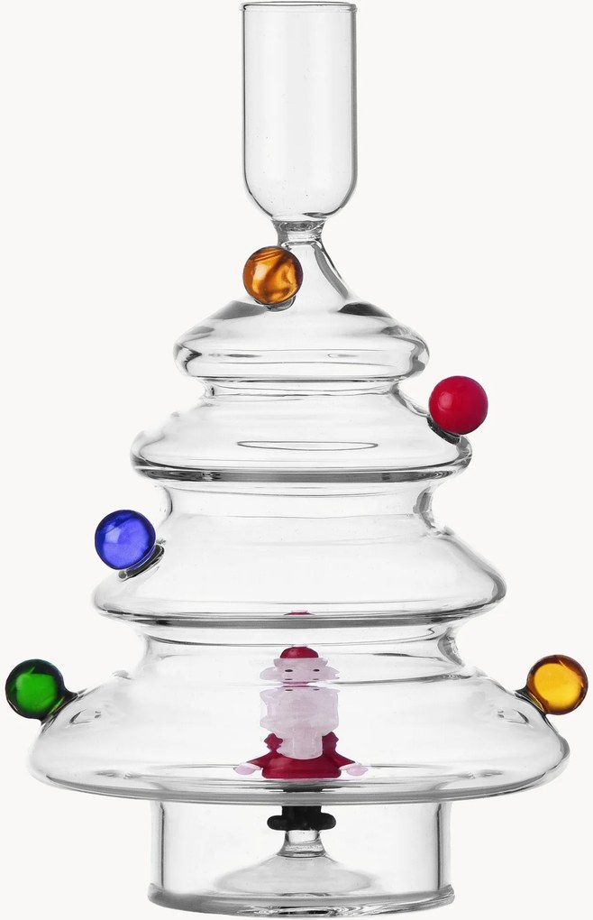 Ručně vyrobený svícen's Mikulášem a barevnými koulemi Christmas Tales