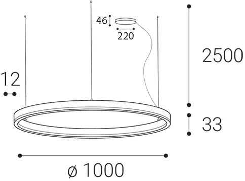 Led2 Závěsné LED svítidlo CIRCLE P-Z ø 100 cm, 3000/4000K Barva: Černá, Stmívání: ZigBee TW