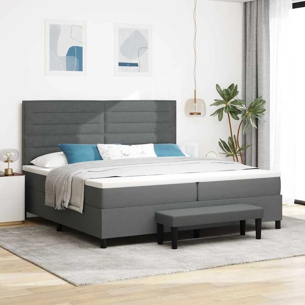 Postel s boxspringem s matrací Tmavě šedá 200 x 200 cm textil 3344017