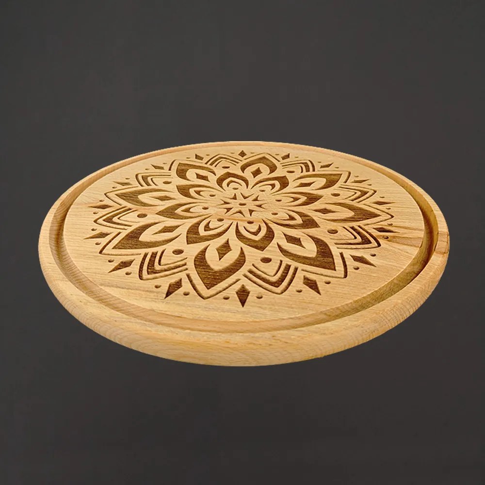 AMADEA Dřevěné servírovací prkénko - podnos mandala, masivní dřevo, 30 cm