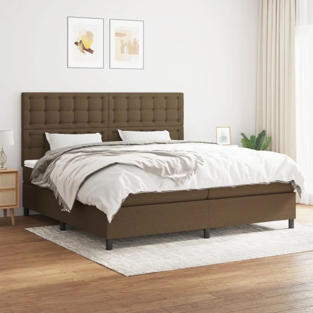 Box spring postel s matrací tmavě hnědá 120x190 cm textil