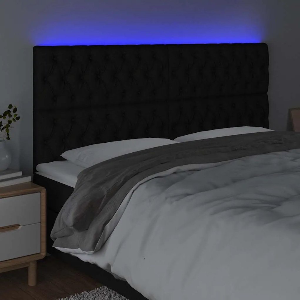 Čelo postele s LED černé 200x7x118/128 cm textil 3122784