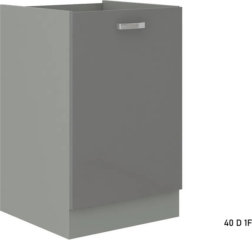 Kuchyňská skříňka dolní s pracovní deskou GRISS 40 D 1F, 40x85x60, šedá/šedá lesk