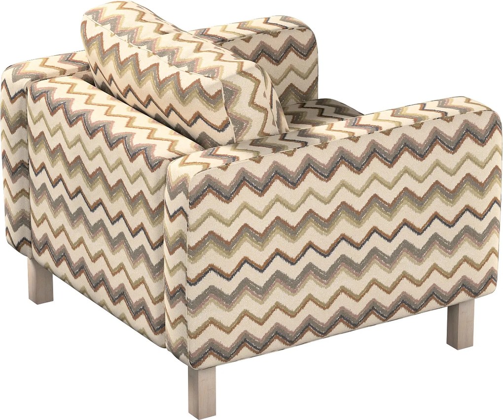 Potah na křeslo IKEA Karlstad, krátký barva béžová látka pletený vzor, vzorované