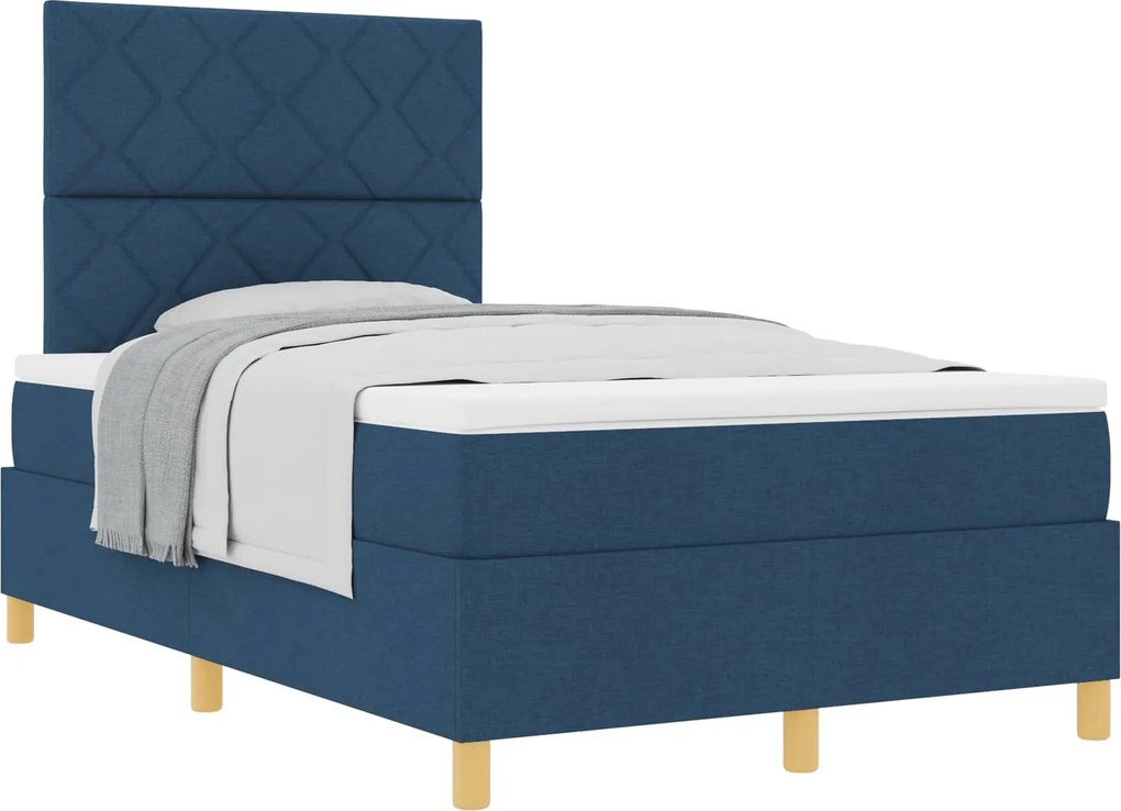 Postel s boxspringem s čelo Modrá 120 x 190 cm textil 3339685